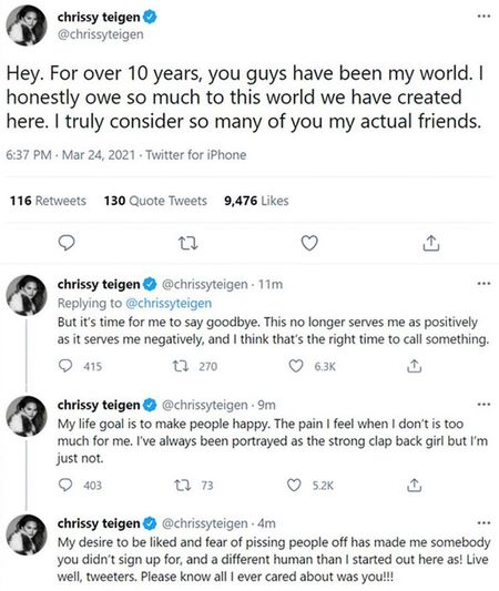 Chrissy Teigen Deletes Twitter To Avoid Negativity - More Details Here